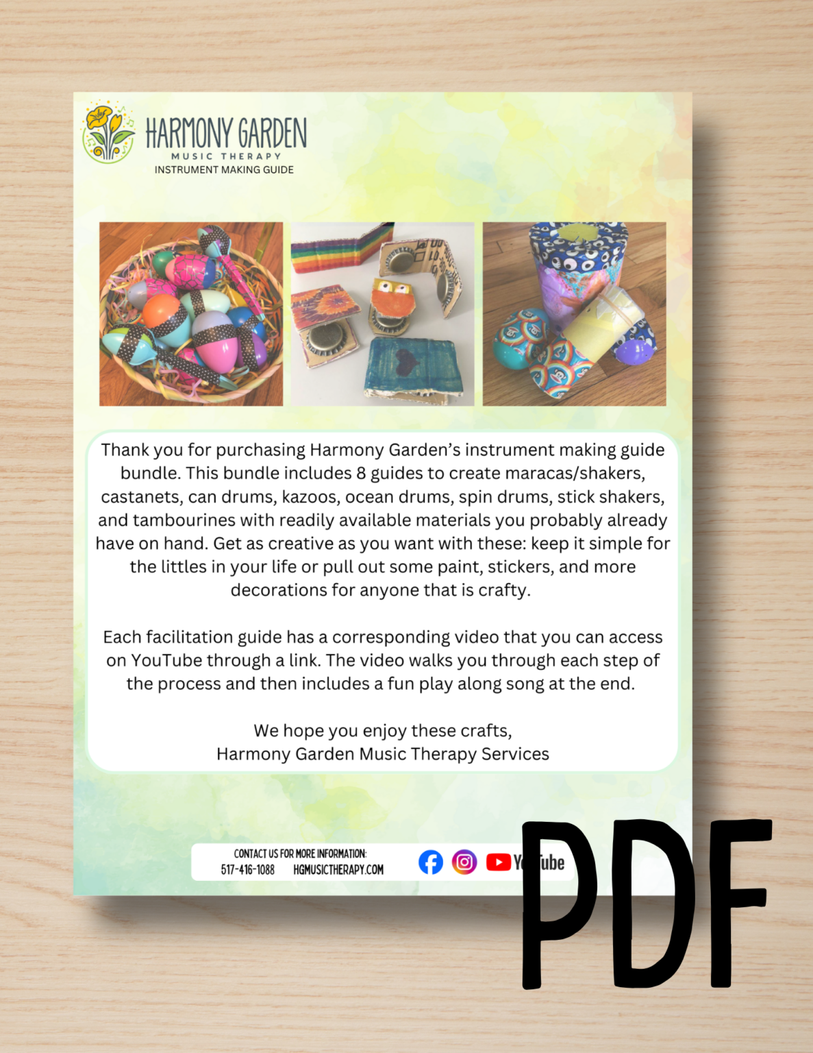 Instrument Making Guide Bundle - Harmony Garden Music Therapy Services ...